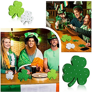 St. Patrick's Day Table Wooden Signs 3 Pieces St. Patrick's Table Decor Irish Themed Wooden Shamrock Decor Green Shamrock Blocks St. Patrick's Day Shamrocks Lucky Sign for Home Decor (Cute Style)