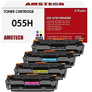 055H 055 MF743Cdw Toner Cartridge High Capacity 4 Pack Compatible Replacement for Canon Cartridge 055 Color ImageCLASS MF743Cdw MF741Cdw MF746Cdw LBP664Cdw Printer Black/Cyan/Magenta/Yellow