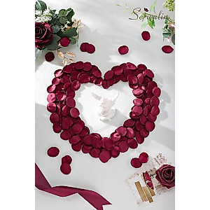 Serwalin 300pcs Silk Rose Petals for Weddings Flowers Petals for Valentine's Day Burgundy Petals Fake Rose Petals Flower Girl Petals for Wedding Flower Girl Basket Aisle Runner Bridal Shower
