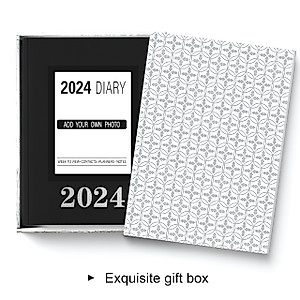 Holoary 2024 Diary, Daily Planner, January 2024 - December 2024 with 12 Monthly Tabs, 5.7’’×8.3’’ Appointment Notebook with Calendar, Inner Pocket and Sticker (Black)
