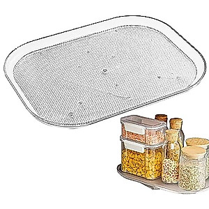 Square Lazy Susan for Refrigerator, Clear Turntable Organizer, 2 Pack 15.67'' Rectangular Fridge Organizers and Storage, Rotating Rack Organization for Kitchen, Counter Top, Cabinet Closet, Pantry
