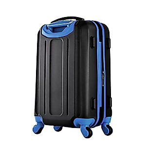 Olympia USA Apache II 22 Inch Expandable Rolling Carry On Lightweight Hardside Double 4 Wheel Spinner Luggage Suitcase with Locking System and Hidden Laptop Compartment, Black/Blue