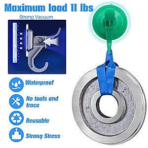 Antimbee Suction Cup Hooks, 10 Pack Wreath Hangers, Removable Glass Wall Holder Hook, Small Suction Utility Hook for Bathroom Kitchen Home Decor, Up to 11 lbs on Smooth Surface (Green)