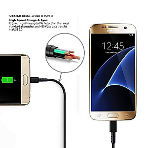 2Pack Android Charging Cable, 10ft Charger, Durable Micro USB Cord Fast Charging Sync Wire Compatible