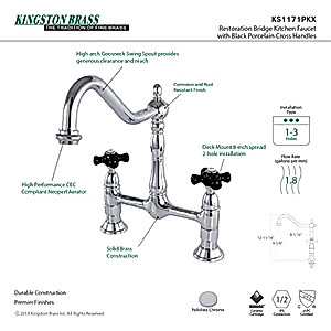 Kingston Brass KS1171PKX Duchess Bridge Kitchen Faucet, 8-3/4", Polished Chrome