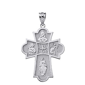 925 Sterling Silver Four Way Medal Trinity Edge Cross Pendant