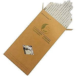 Solid Silver Metallic Party Paper Straws, Premium - Shining Biodegradable Straws For Juice, Birthday, Wedding.