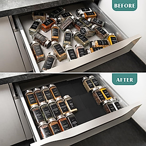 EDELHAUS Spice Drawer Organizer - Expandable Spice Rack for Drawer, Black Seasoning Organizer for Drawer Spice Organizer, Spice Organization Seasoning rack insert for Cabinet (Jars Not Included)