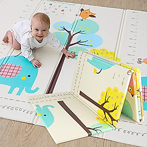 Baby Play Mat Foam Playmat for Baby Reversible Foldable Waterproof Soft Foam Extra Large Alphabet Baby Mat for Floor Playmat for Babies and Toddlers with Travel Carry Bag(79 x 59 x 0.4 in)