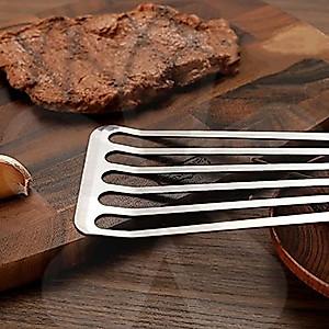 IOCBYHZ Fish Spatula 12.4" Stainless Steel Cooking Utensil, Kitchen Slotted Turner, Fish Turner Spatula, Metal Slotted Spatula with Wood Handle Great for Egg/Meat Turning, Griddles & Grill Accessories