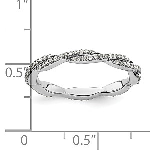 IceCarats 925 Sterling Silver Diamond Stackable Wedding Band Ring Size 6.00