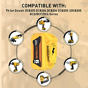 Zuliati 2PC DCB206 6.0Ah Battery Replacement for Dewalt 20V Battery DCB203 DCB206-2 DCB201 DCB204 Compatible with Dewalt 20 Volt Battery DCD985B DCD771C2 DCS355D1 Power Tools(Yellow)