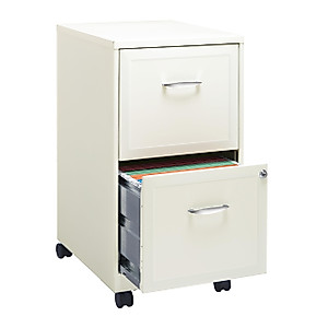 Space Solutions 18" 2 Drawer Mobile Smart Vertical File Cabinet Pearl White