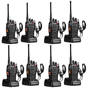 pxton Two Way Radios Long Range for Adults with Headphones, Walkie Talkies 16 Channel Handheld 2 Way Radio Rechargeable with Flashlight Li-ion Battery and Charger（8 Pack）