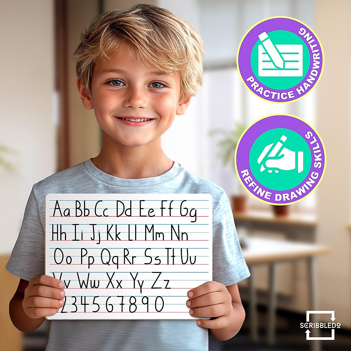 Double Sided Whiteboard Lined Dry Erase Board for Kids Ruled Writing Board Handwriting Practice for Kids - Small White Board Dry Erase Board 9x12 Dry Erase Board with Lines Education Teacher Supplies