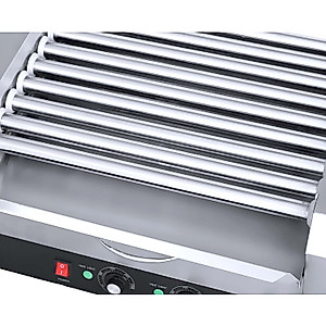 TREEYX Hot Dog Roller Warmers Grill Cooker Machine,Commercial 11 Non-Stick Rollers Bun Warmers Hot Dog Sausage Griller for Household