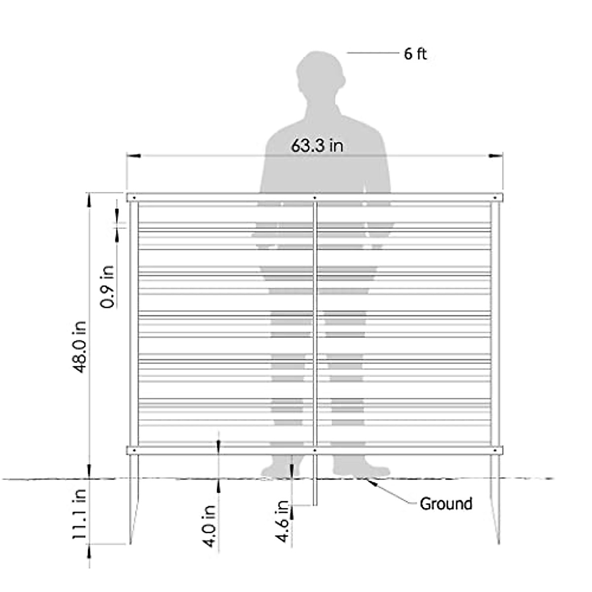 Enclo Privacy Screens EC18015 4 ft H x 5.3 ft W Fresno Outdoor Privacy Fence Screen WoodTek Vinyl No-Dig Kit 2 Panels, Charcoal