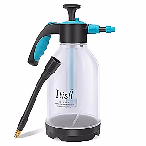 Itisll Manual Garden Sprayer 360 Degree Adjustable Brass Nozzle Hand Lawn Pressure Pump Sprayer Safety Valve with Extended Spray Wand, Durable Polyethylene Rod 0.5 Gal