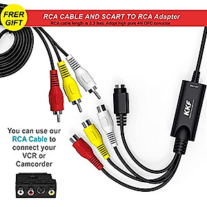 Kkf VHS to USB RCA Converter, Analog to Digital Video, Digital Video for VCR DSLR TV Box DVD Camera PS3 PS4,USB 2.0 Audio Capture Card Transfer Collector (RCA to USB C)
