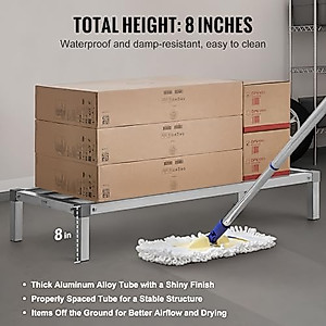 VEVOR Aluminum Dunnage Rack, 48” x 20” Commercial Food Floor Rack, 8” Off The Floor, 1000 lbs Capacity All-Welded Aluminum Storage Rack, for Storage in Restaurants, Kitchens, Garages and Vehicles