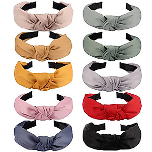 Ondder Knotted Headbands Pack - Assorted Top Knot Headbands, Cute Solid Color Hair Turbands for Women, Ladies, Girls