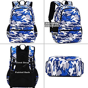 DSIUE Backpacks for Boys School Bags for Kids Elementary Bookbag and Lunch Box Set Camo Red