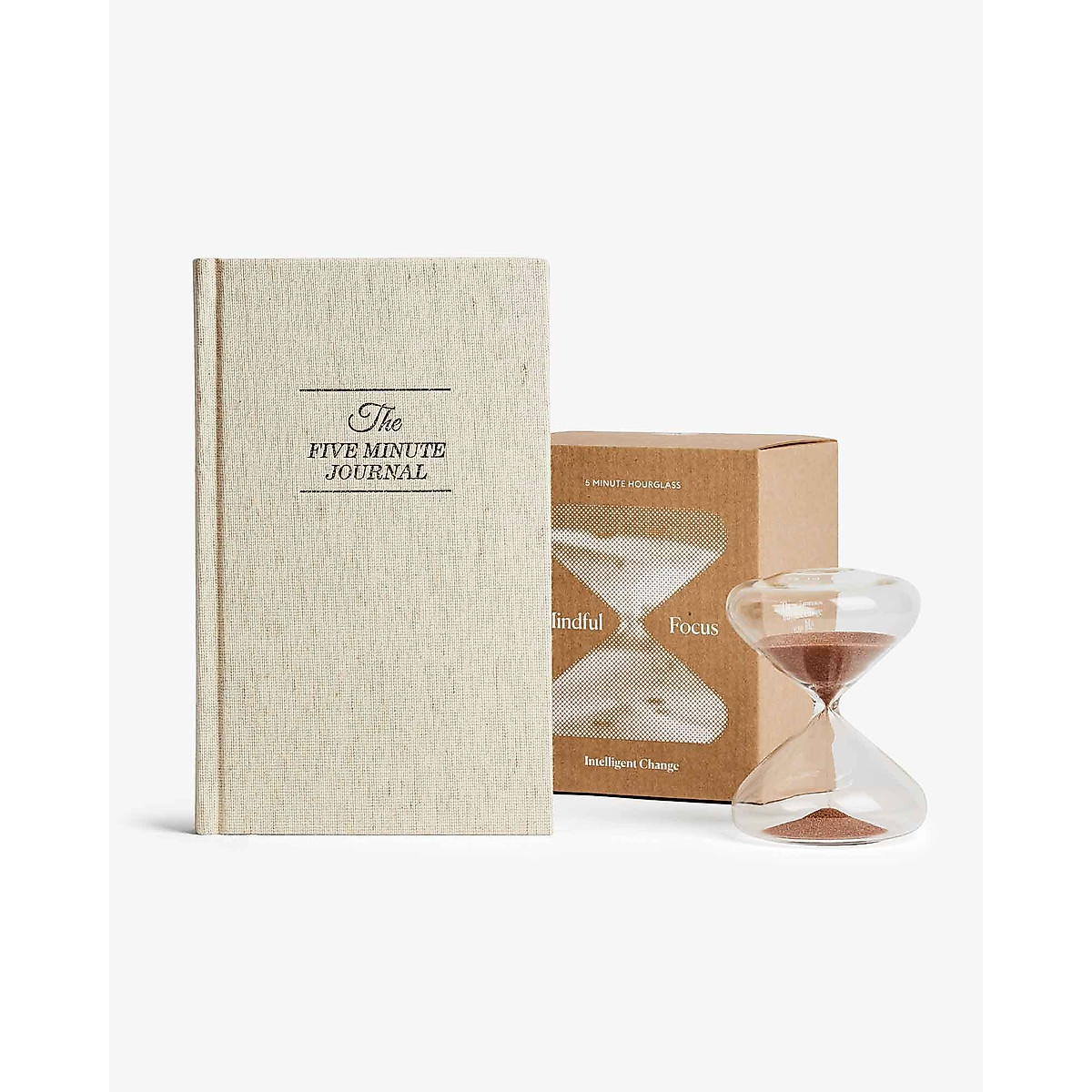 Mindful Moment Bundle - Five Minute Gratitude Journal and 5-Minute Hourglass Sand Timer