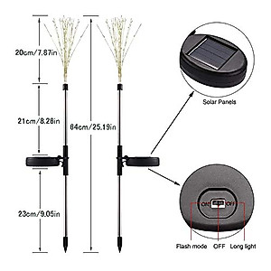 Anordsem Solar Garden Lights 2 Pack, Solar Fireworks Lights DIY Firework Lights,Outdoor Decorative Solar Lights IP65 Waterproof LED,Solar Pathway Lights for Walkway Patio Backyard Party (Warm White)