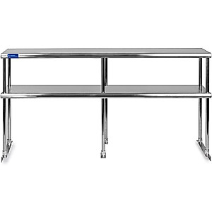 Express KitchQuip NSF Certified 18 Gauge Heavy Duty Stainless Steel Double Overshelf with Brackets 12"x96"
