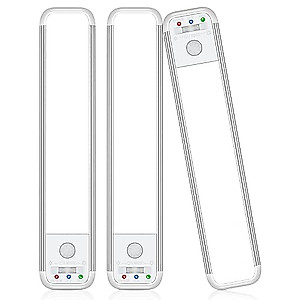 50-LED Under Cabinet Lights Wireless Closet Lights Motion Sensored Rechargeable Light, Under Counter, Magnetic, Cabinet Lighting, Activated Night Light Bar-3Pack White