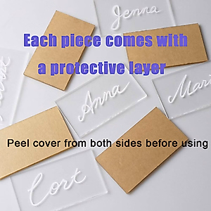 25 Pcs Clear Acrylic Wedding Place Cards, Blank Rectangle Acrylic Name Cards Handwritten Calligraphy Seating Cards Escort Cards and Wedding Table Decor, 3 1/2 x 2 inch