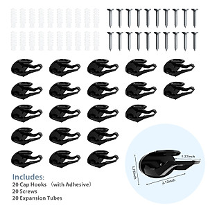 Puiuisoul 20 Pack Adhesive Hat Hooks for Wall, Hat Hangers for Baseball Caps, Hat Holder on Wall, No Drilling Required Wall Mount Hat Rack, Space-Saving Hat Display and Organizer