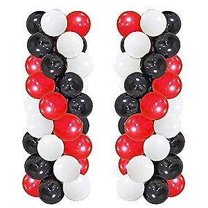 Elecrainbow 100 Count 12 Inches 320 Grams Thickened Balloons for Birthday Wedding Baby Shower Graduation Anniversary Party Decorations,White, Black, Red Assorted