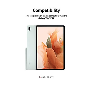 Ringke Fusion Designed for Galaxy Tab S7 FE Case 12.4-inch (2021), Transparent Hard Back Shockproof Bumper Tablet Back Cover with Side S Pen Holder - Clear