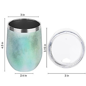 silichee 20 Oz Stainless Steel Wine Tumbler with Lid White Blue Background Abstract Watercolor Insulated Tumblers Vacuum Coffee Mugs for Hot and Cold Drinks,Coffee,Wine