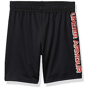 Under Armour Boys' Little UA Logo Short, Black/Versa Red, 4
