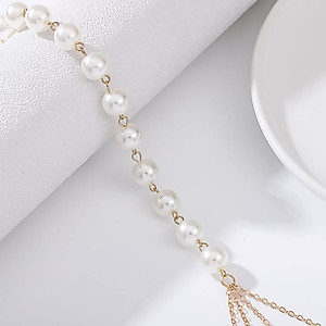 Tgirls Dainty Pearl Body Chain Gold Layered Body Chains Tassel Necklace Dress Jewelry for Women