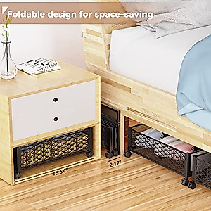 innotic Under Bed Storage with Wheels, Tool-free Under Bed Shoe Storage Containers Drawer, Metal Closet Organizer Storage Containers for Clothing, Shoes, Blanket, Toys-L Size (23.5"x16.5"x6.45")