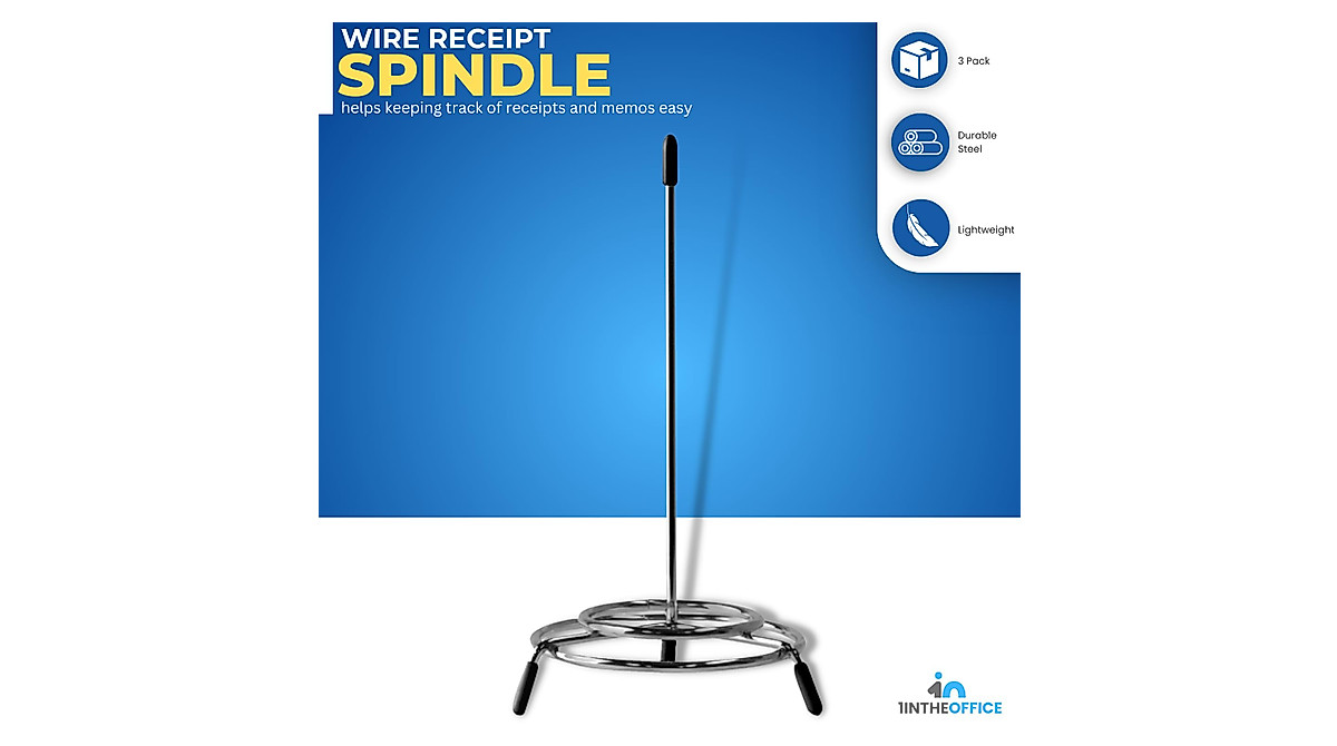 1InTheOffice Wire Receipt Spindle 3-Pack - Chrome Holder