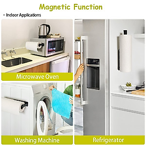 Magnetic Paper Towel Holder, OBODING, 3-in-1 Multifunctional Black Kitchen Paper Towel Holders with Strong Magnetic Backing, for Kitchen, Refrigerator, Grill, Garage, Toolbox, RV (Black)