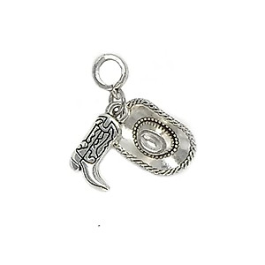 Dangle Cowboy Hat and Boot Charms Bead for Bracelets