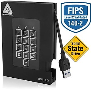Apricorn 4TB Aegis Fortress FIPS 140-2 Level 2 Validated 256-Bit Encrypted USB 3 External SSD (A25-3PL256-S4000F)