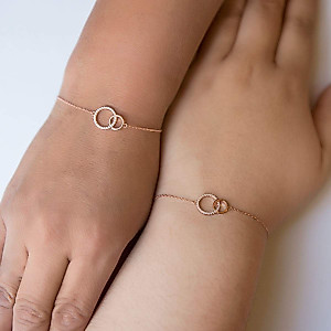 A+O Sister Bracelet Gift- Interlocking Circle Bracelet in Rose Gold Vermeil