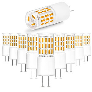 Ziomitus G4 3W LED Landscape Light Bulbs 12V-24V Warm White 2700K,G4 20 Watt 25W 30W T3 Halogen Replacement,Low Voltage G4 T3 JC Bi-pin Bulb for RV Boat Yacht Courtyard Path,No Flicker,330LM(10Pack)