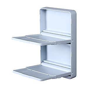 CHEZHEYER Wall Mounted Strong Adhesive Foldable Floating Shelf Rack for Food Preparation & Work; Punching-Free Storage Rack for Kitchen, Dining Room (Light Blue)