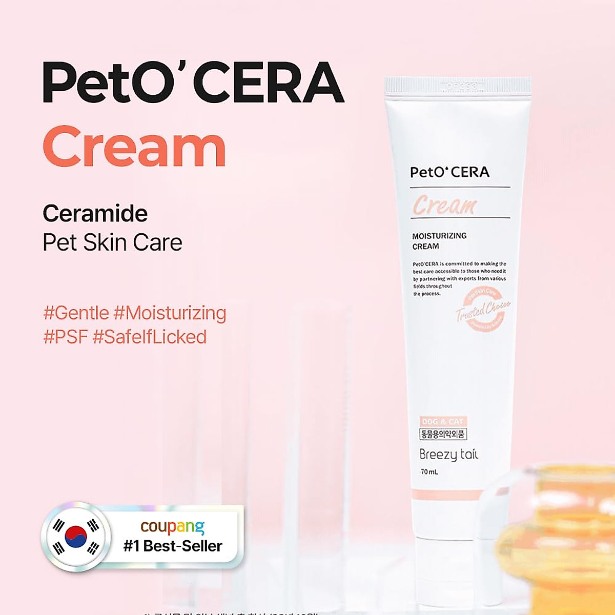 Breezytail PetO'Cera Expert Derma Care - Cream for Dogs | Ceramide Infused Skin Treatment | Moisturizes & Heals Rash, Hop Spots, Cracked Paws, Dry Irritated Skin | Hypoallergenic Daily Lotion 1.70o