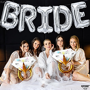 KatchOn, Giant Silver Bride Balloons Bachelorette - 40 Inch | Bride Balloons Silver for Bachelorette Party Decorations | Bridal Shower Balloons for Bridal Shower Decorations | Bride Silver Balloons