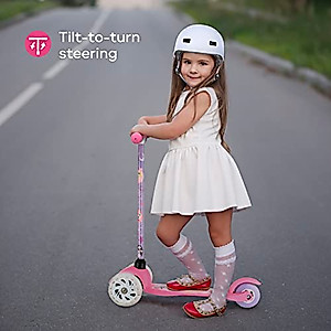 My Little Pony Self Balancing Kick Scooter with Light Up Wheels, Extra Wide Deck, 3 Wheel Platform, Foot Activated Brake, 75 lbs Limit, Kids & Toddlers Girls or Boys, for Ages 3 and Up