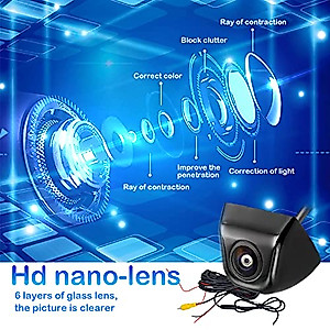 jeseny 1 Pack Car HD Backup Camera, IP69 Waterproof Night Vision Metal Rear View Reverse Cam, 170° Adjustable Rear Side Front View Wide View Back up Car Camera, for Cars Trucks SUVs RVs Vans (Black)