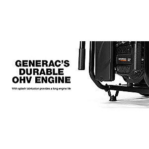 Generac 7681 GP6500 6,500-Watt Gas-Powered Portable Generator - PowerRush Technology for Increased Starting Capacity - Reliable and Durable - Easy Transport and Maintenance - Includes Cord